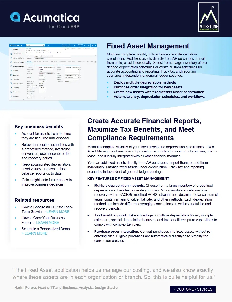 Acumatica Fixed Assets - Financial Management | Milestone IS