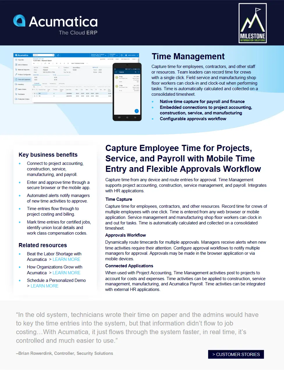 Acumatica Time Management - Cloud ERP | Milestone IS