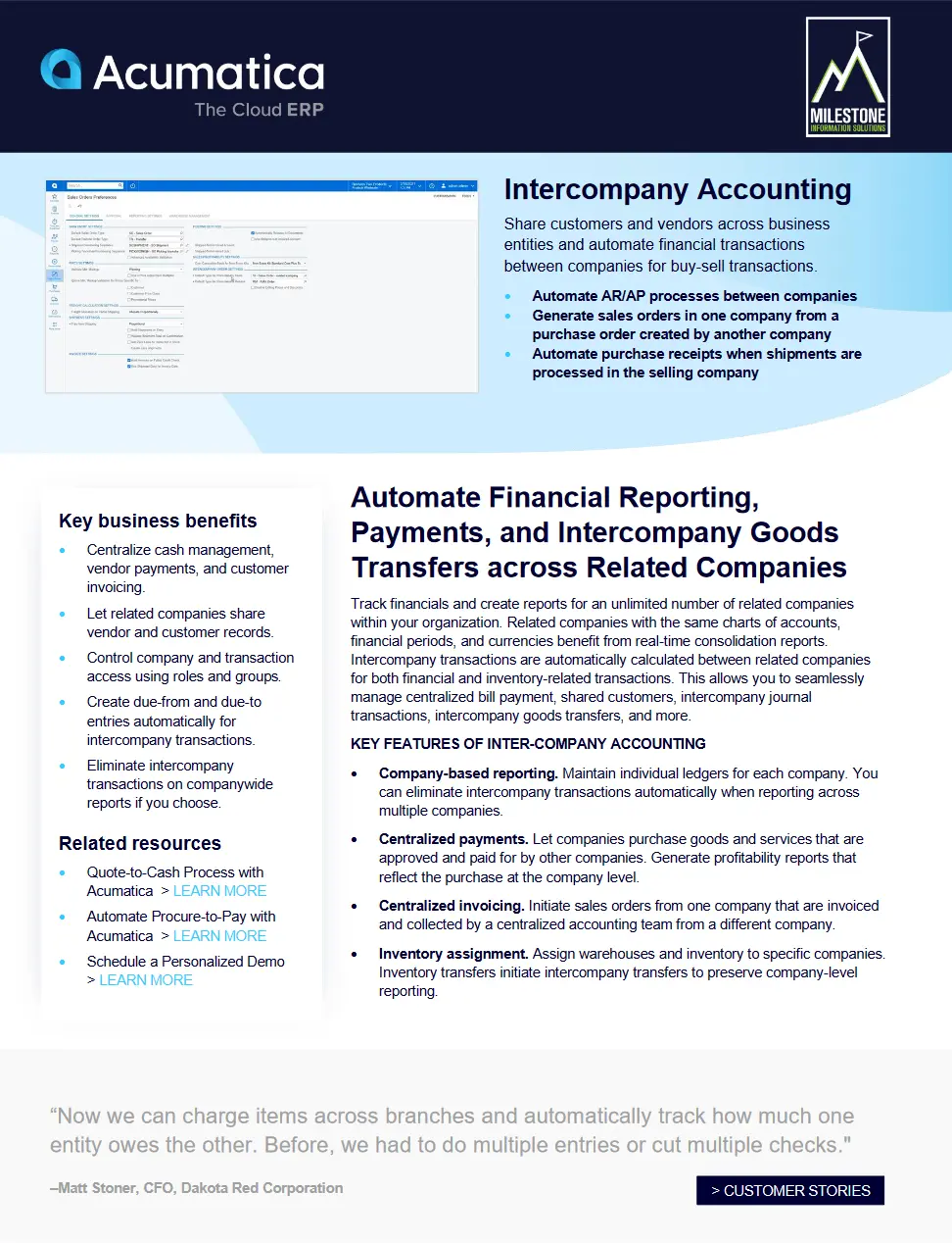 Acumatica Intercompany Accounting - Financial Management | Milestone